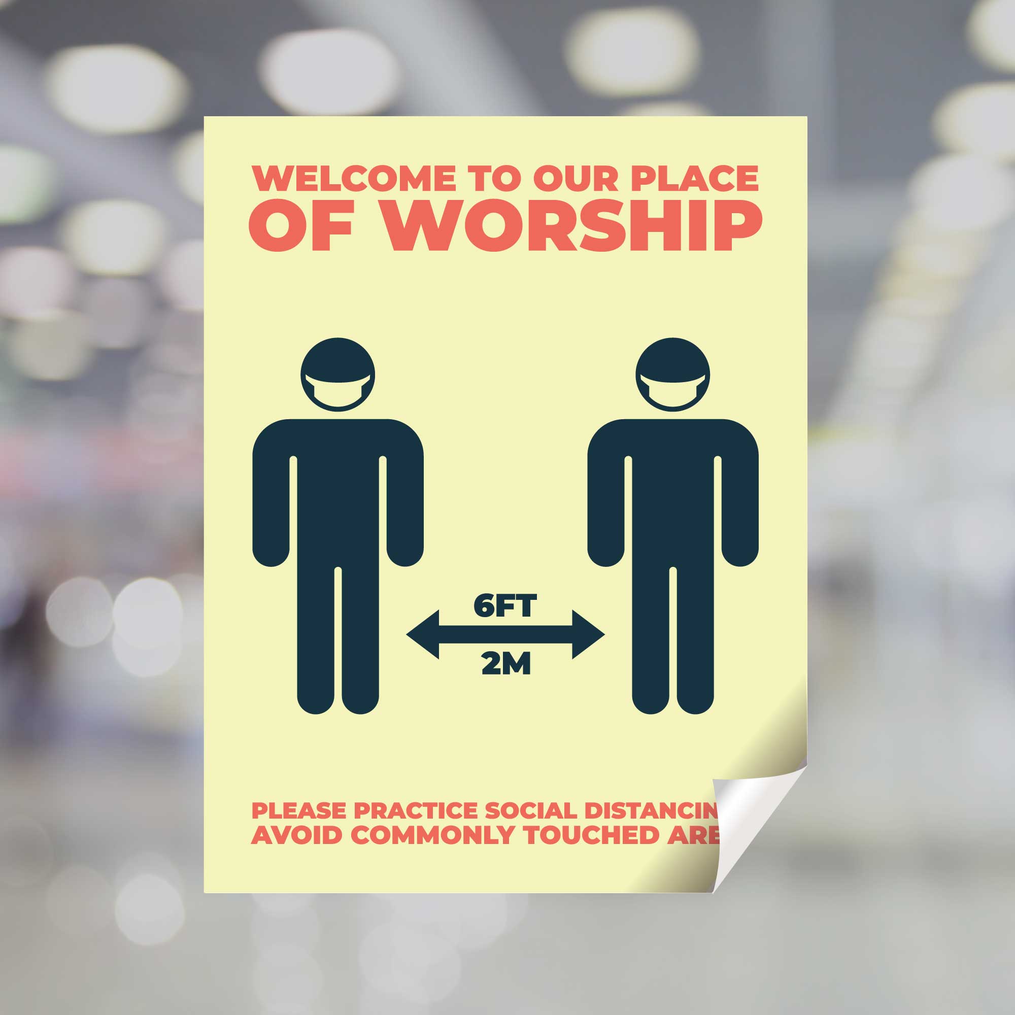 Church "Please Practice Social Distancing" Window Decal | Plum Grove