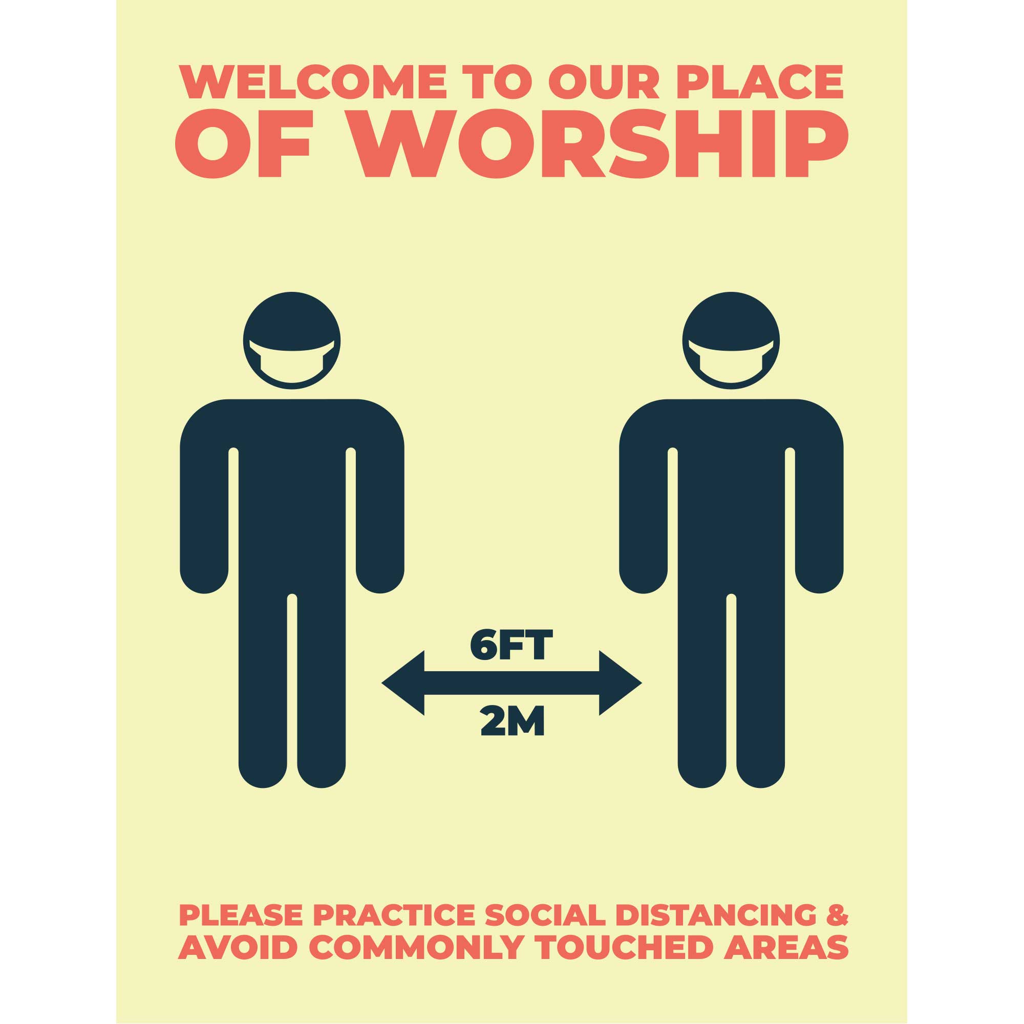 "Welcome To Our Place Of Worship" Social Distancing Poster | Plum Grove
