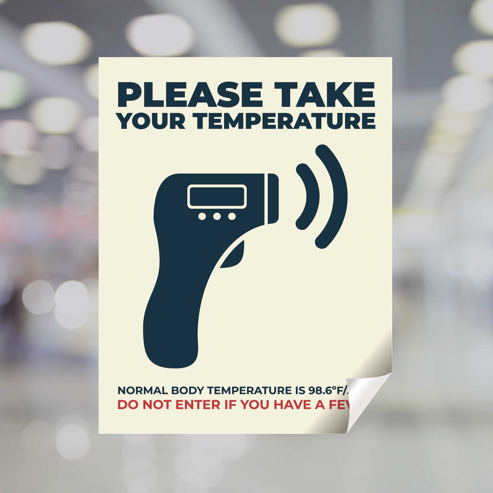 "Please Take Your Temperature" Window Decal | Plum Grove