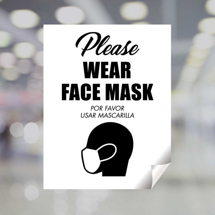 “Please Wear Face Mask” (English/Spanish) Window Decal | Plum Grove