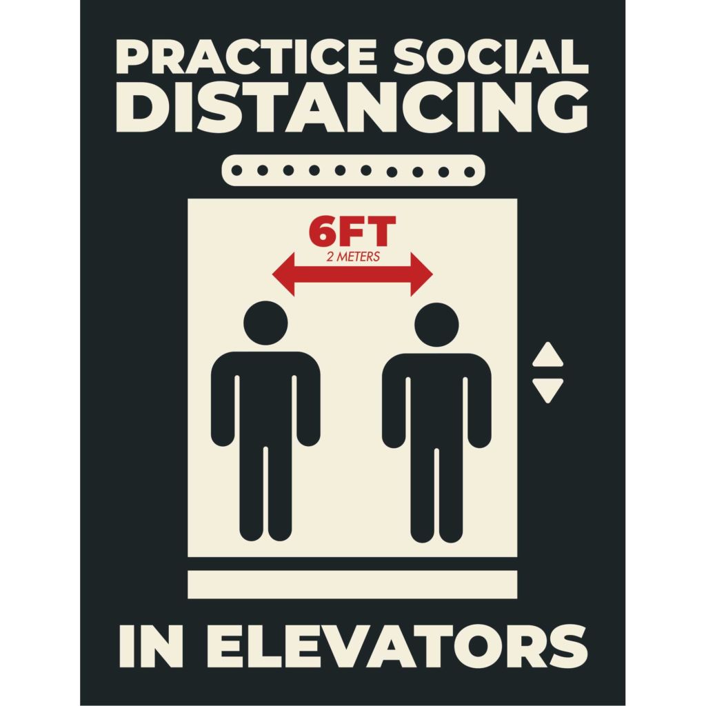 “Please Keep Social Distance – Stand Here” Floor Decal | Plum Grove