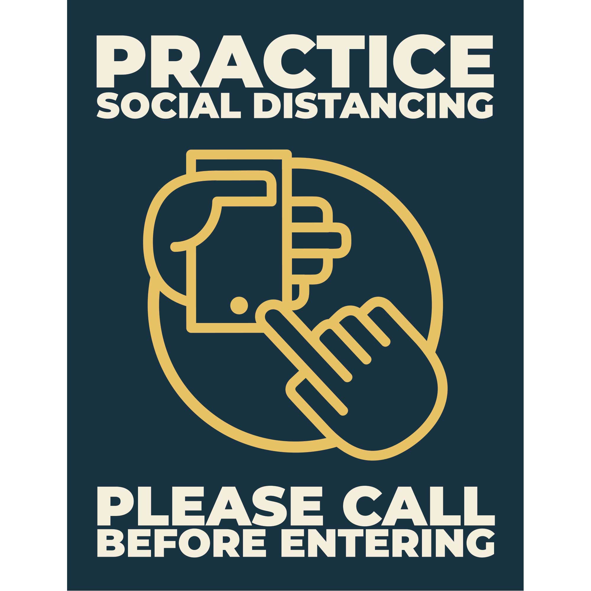 "Practice Social Distancing - Please Call Before Entering" Poster ...