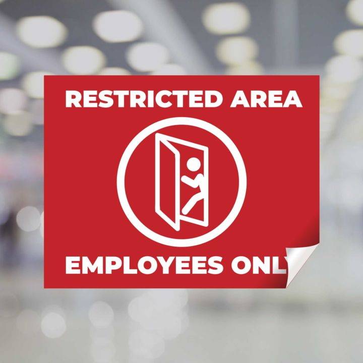 “Restricted Area - Employees Only” Window Decal | Plum Grove