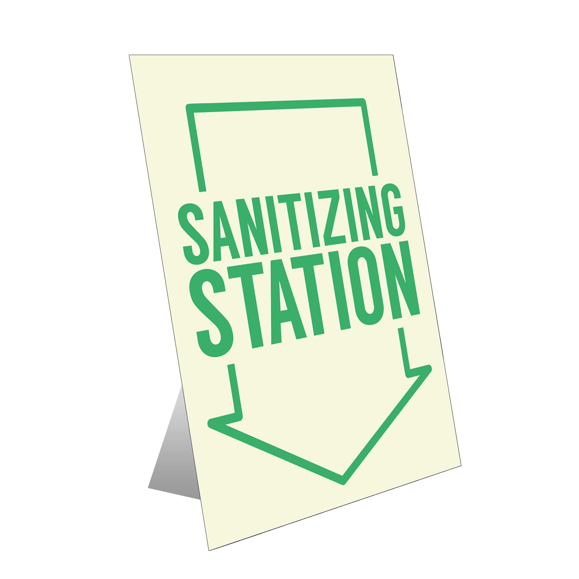 "Sanitizing Station" with Down Arrow Table Top Sign | Plum Grove