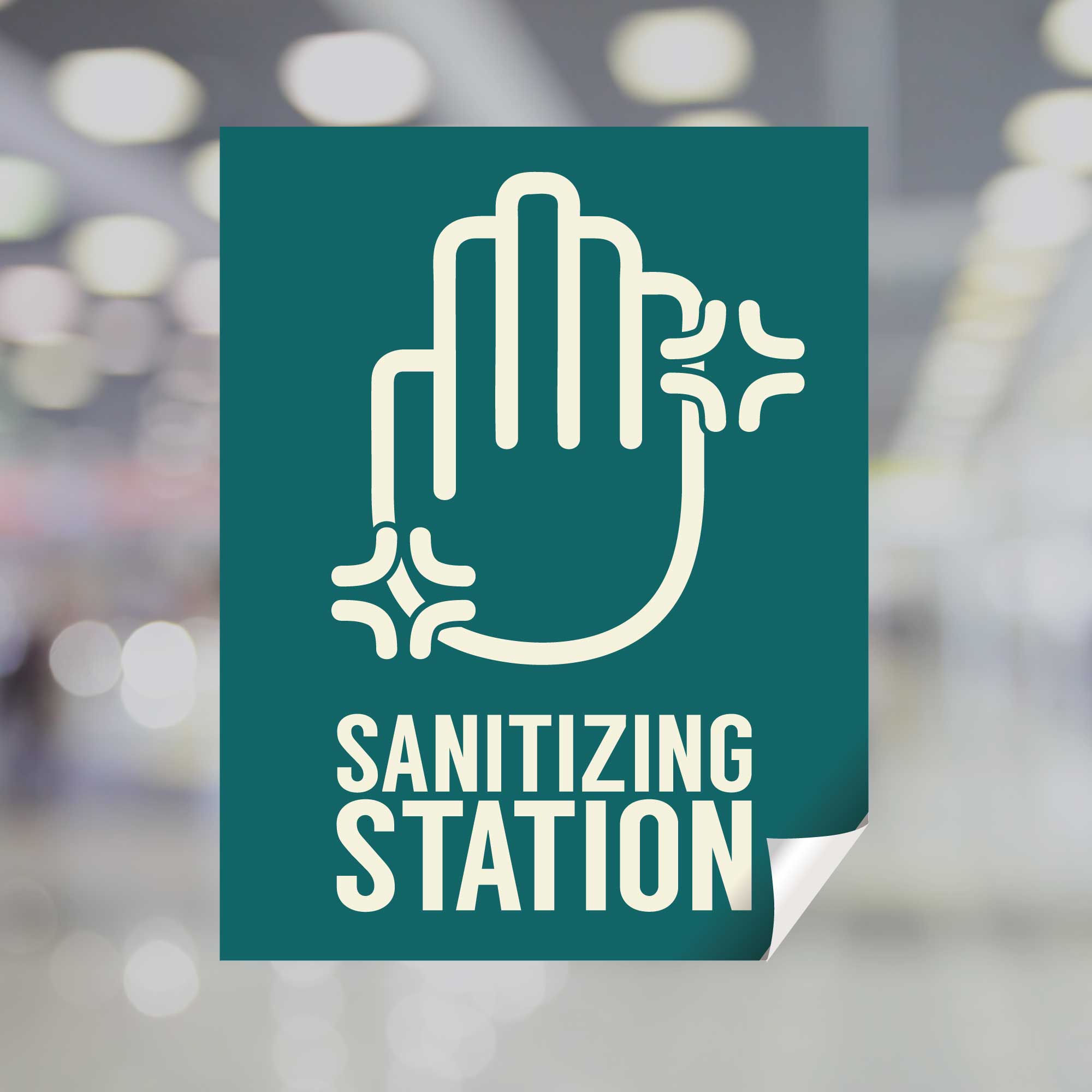 Green "Sanitizing Station" Window Decal | Plum Grove