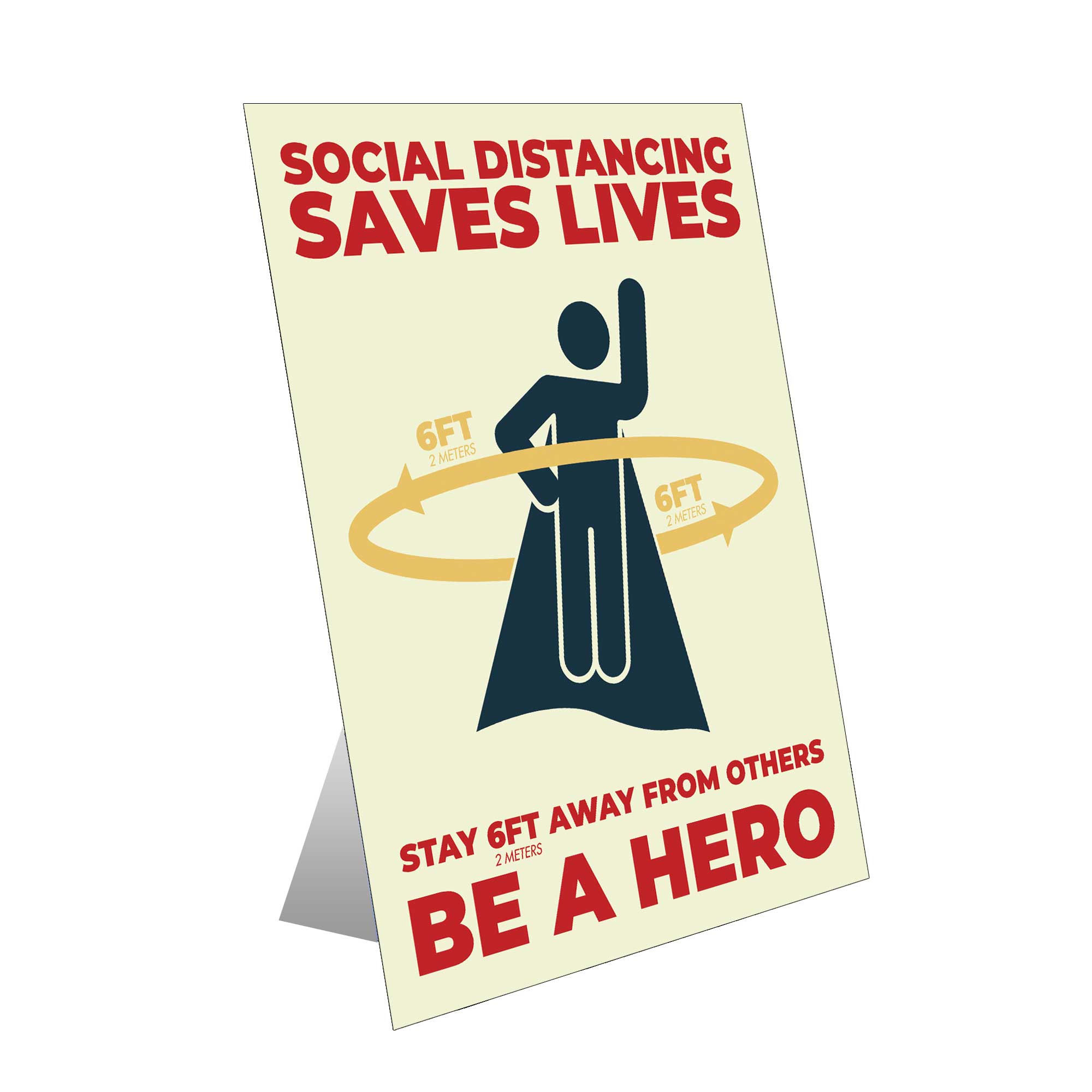 "Social Distancing Saves Lives" Table Top Sign | Plum Grove