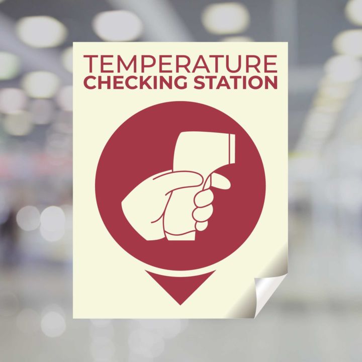 "Temperature Checking Station" Window Decal | Plum Grove