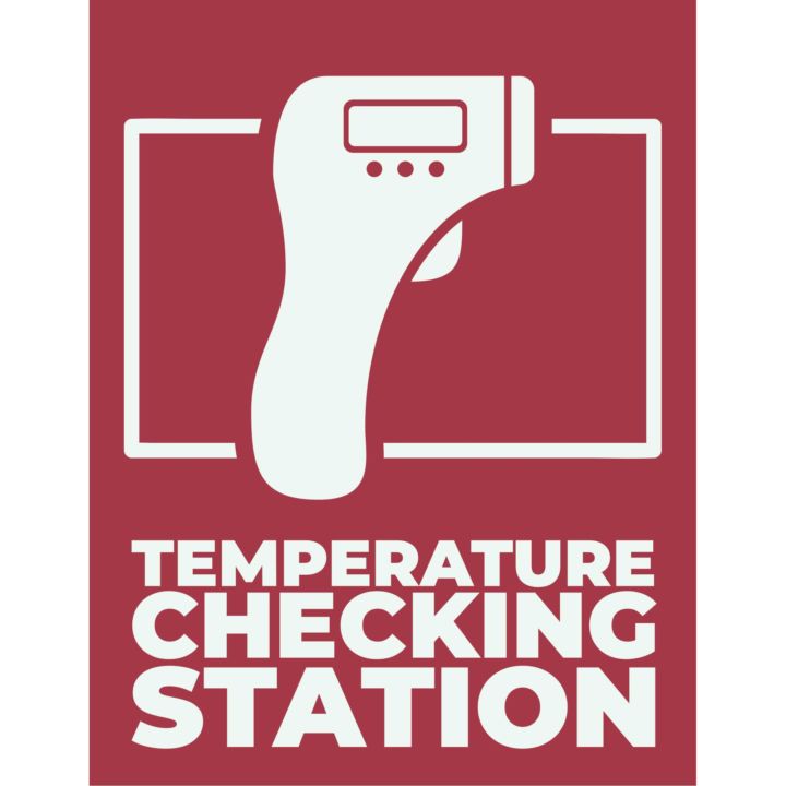 "Temperature Checking Station" Red Poster | Plum Grove