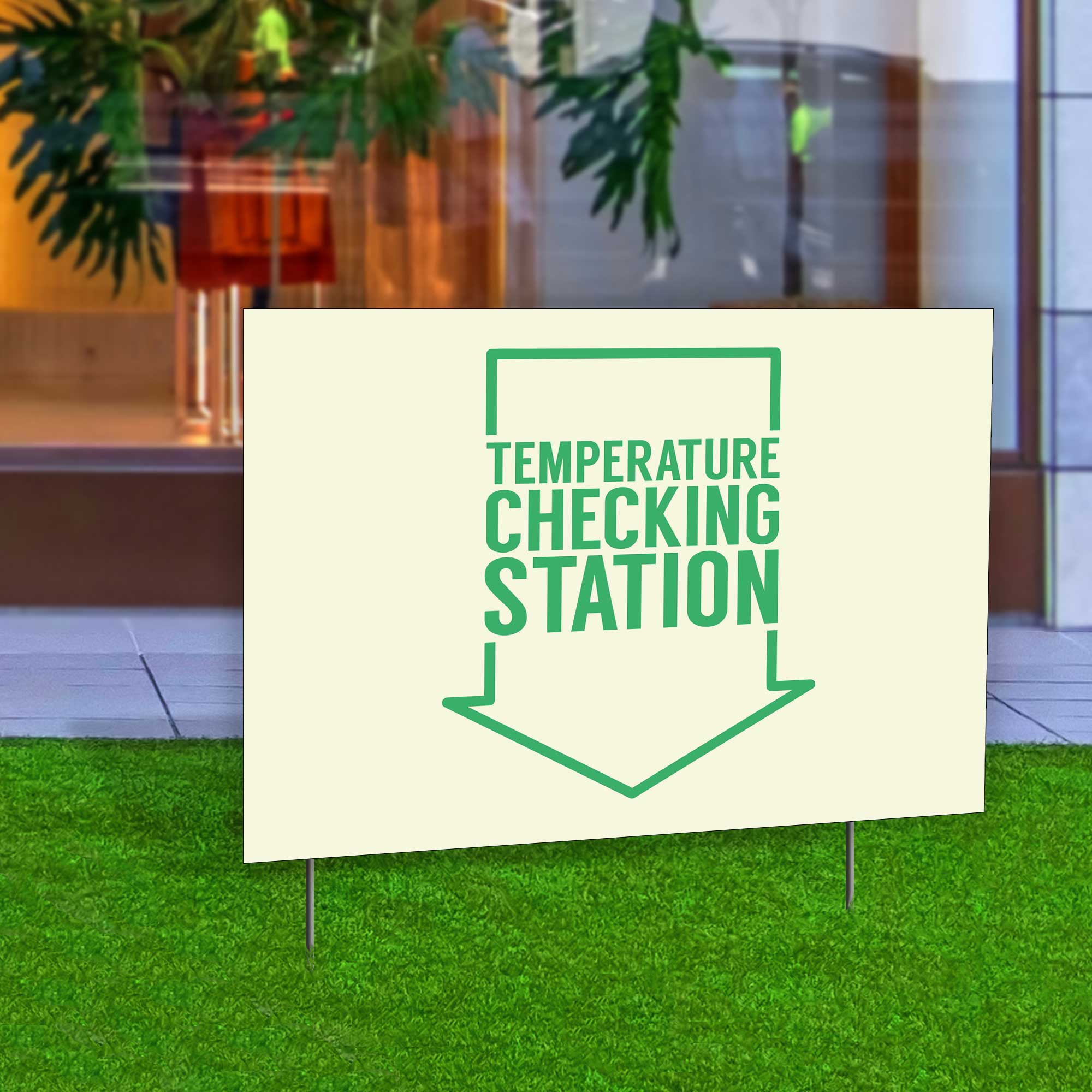"Temperature Checking Station" Double-sided Yard Sign, 23x17-in | Plum ...