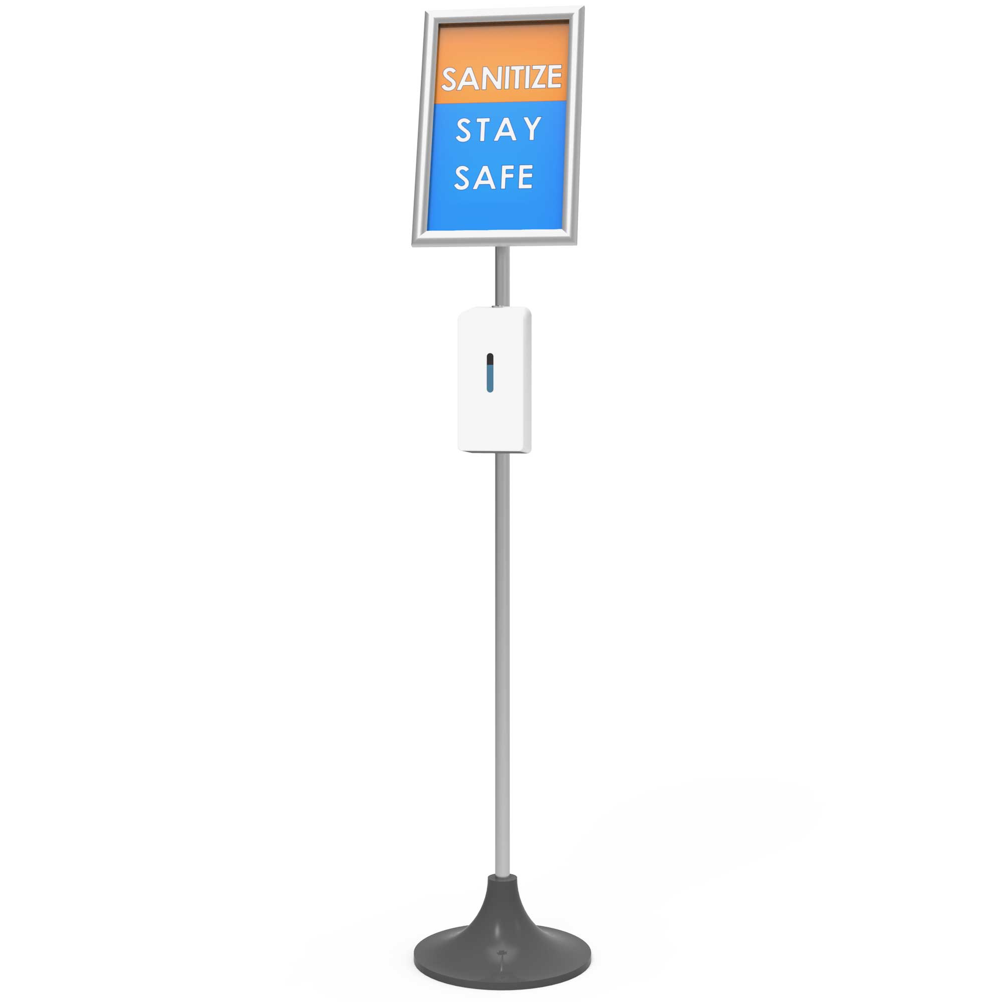 5.5-ft Hand Sanitizer Stand with Dispenser & Sign, Silver | Trappa Tube ...