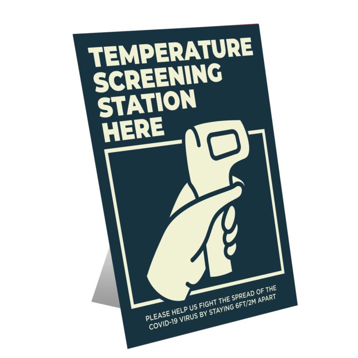 "Temperature Screening Station Here" Table Top Sign | Plum Grove