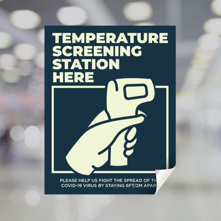 "Temperature Screening Station Here" Window Decal | Plum Grove