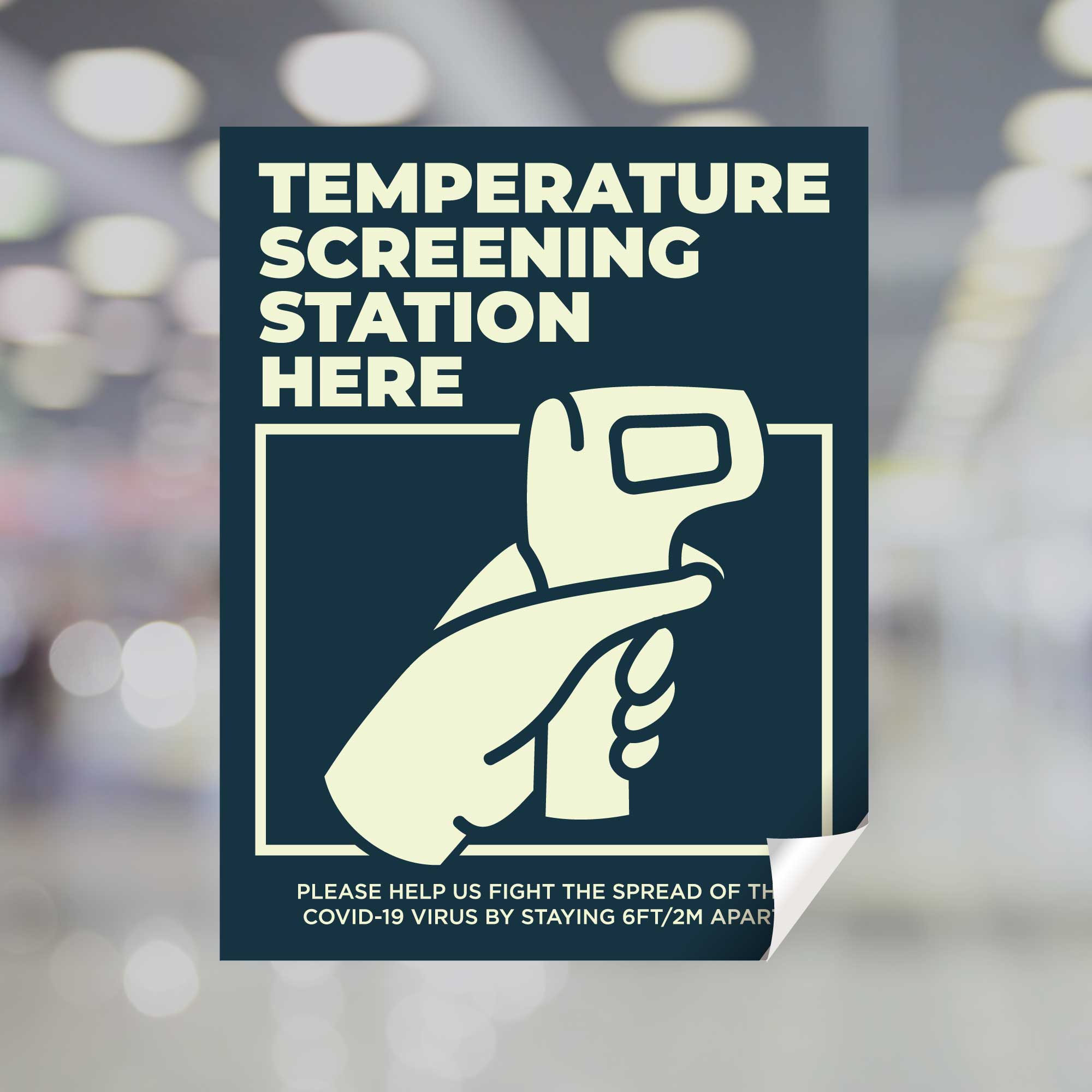 "Temperature Screening Station Here" Window Decal | Plum Grove