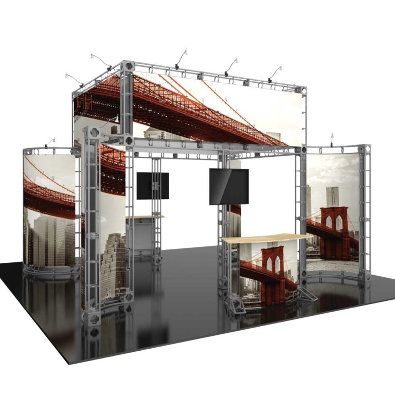10-ft Booth with Alcove, Shelves & Lights | Orbus Truss Eros | Plum Grove