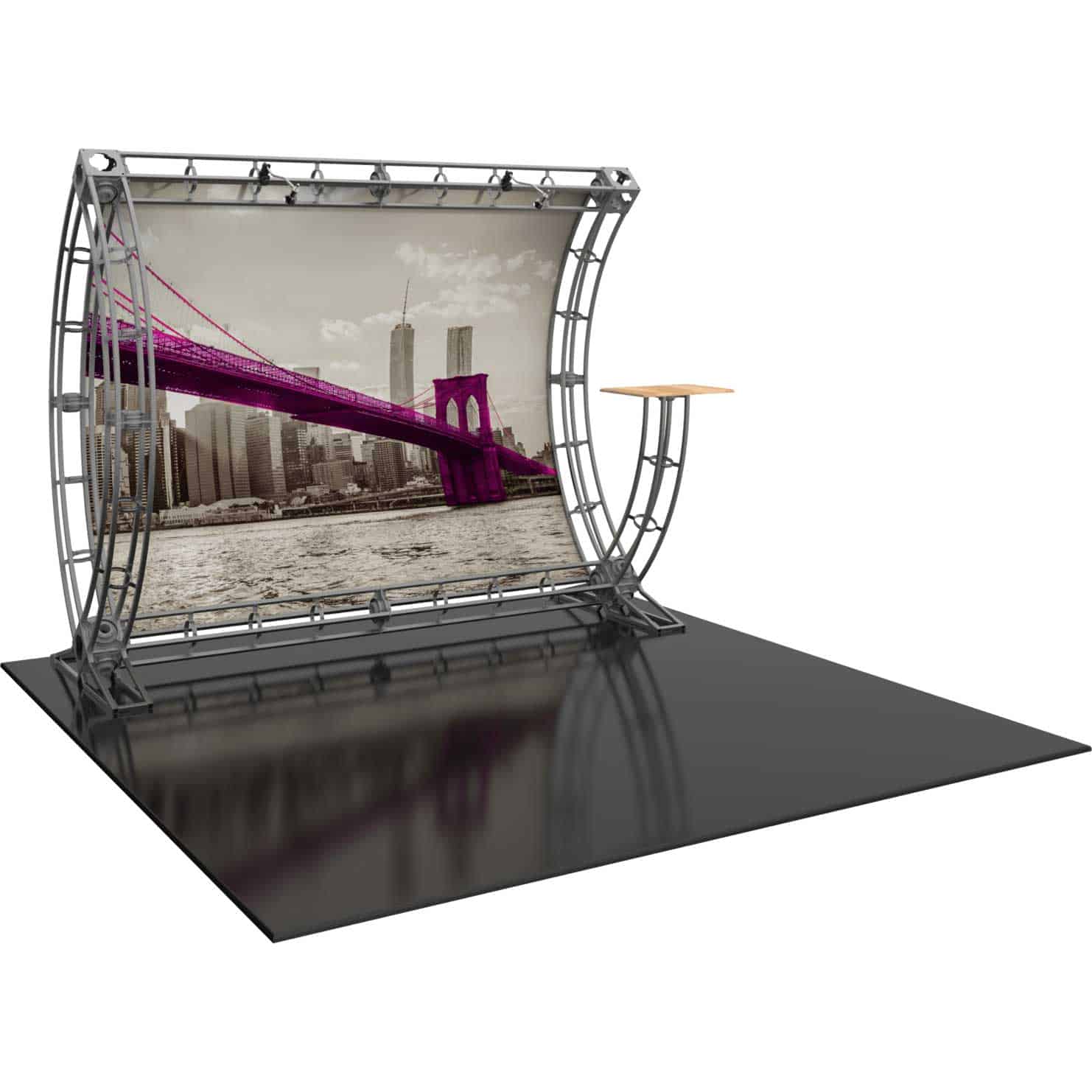 10x10 Vertical Curved Display with Tabletop & Lights | Orbus Truss ...