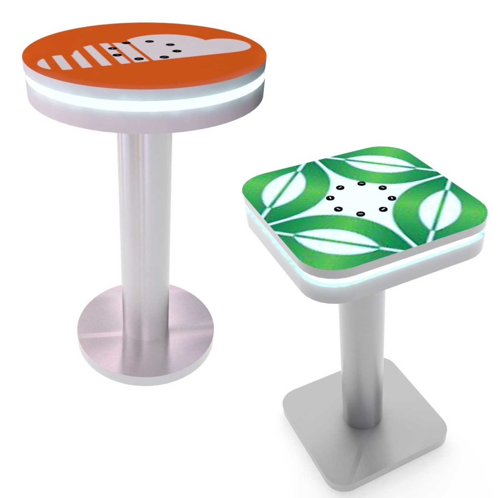 Wireless Charging Bistro Table, Hexagon with LED Rim, 3x3x3.4-ft | Plum ...