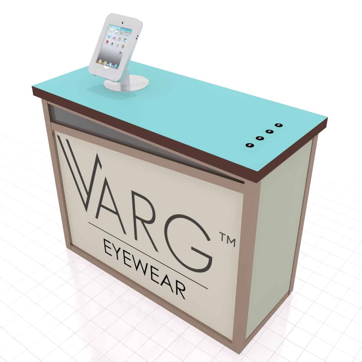 4-ft Charging Station Counter with iPad Mount, 4.3x1.9x3.5-ft | Plum Grove