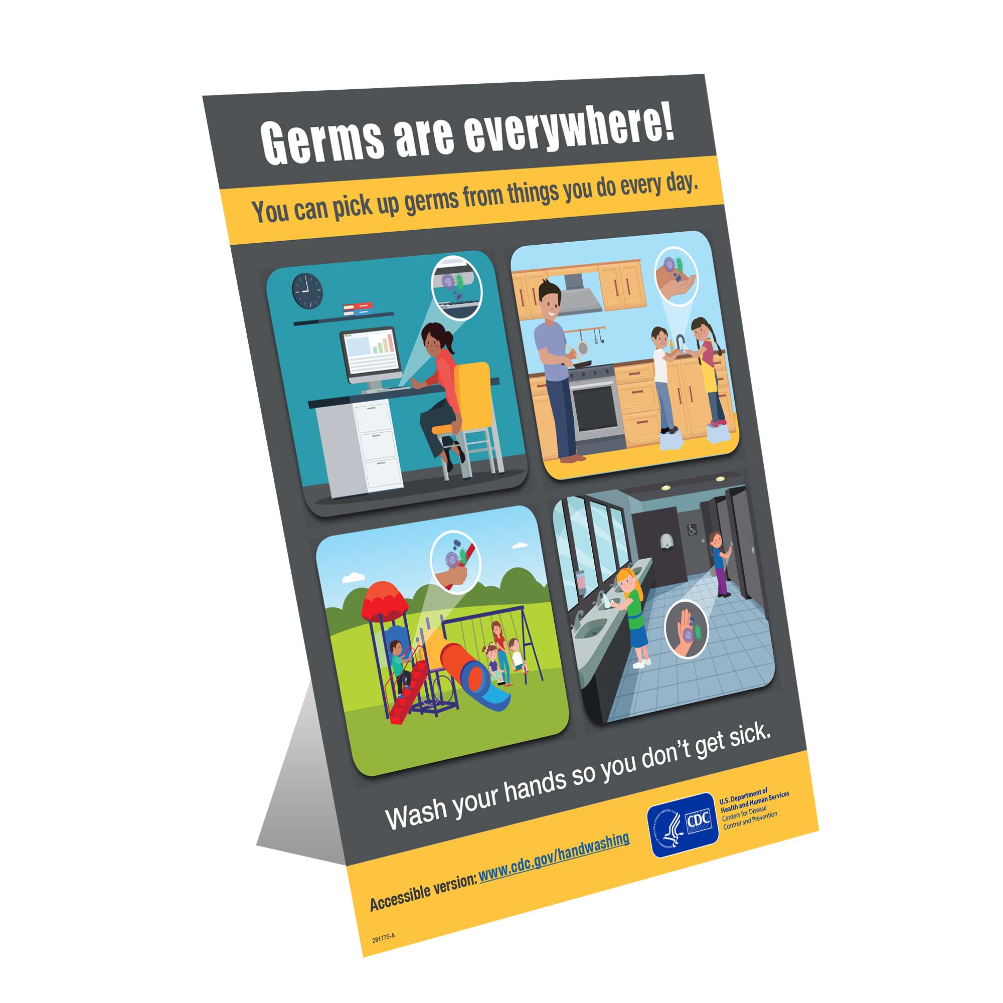 Coronavirus CDC "Germs Are Everywhere" Table Top Sign