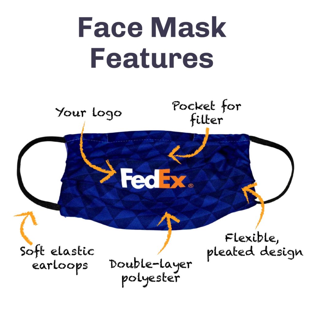 Custom Logo Face Masks, Pleated w/Filter Pocket | Plum Grove
