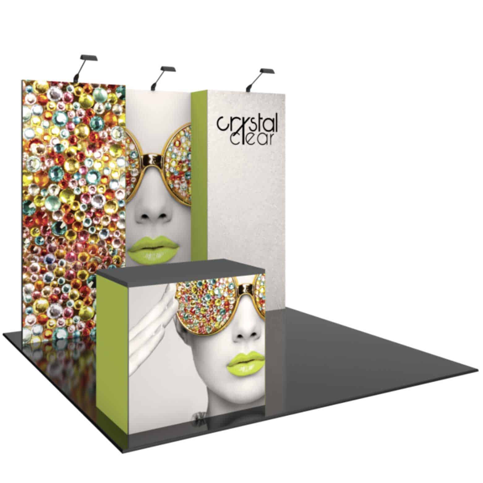 10-ft Display with Counter & Lights | Orbus Vector Frame 02A | Plum Grove