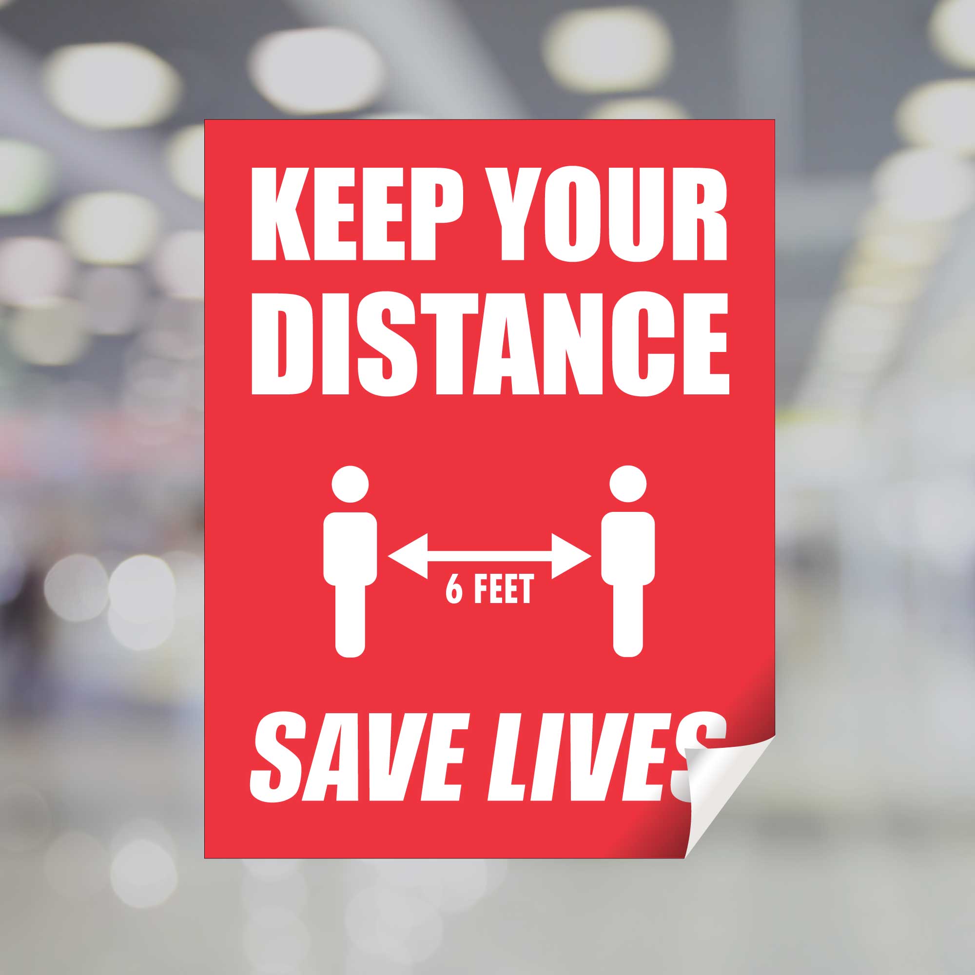 “Keep Your Distance – Save Lives” Window Decal | Plum Grove