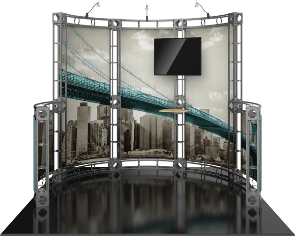 10-ft Display with Header, Dual Tabletops & Lights | Orbus Truss Lyra ...