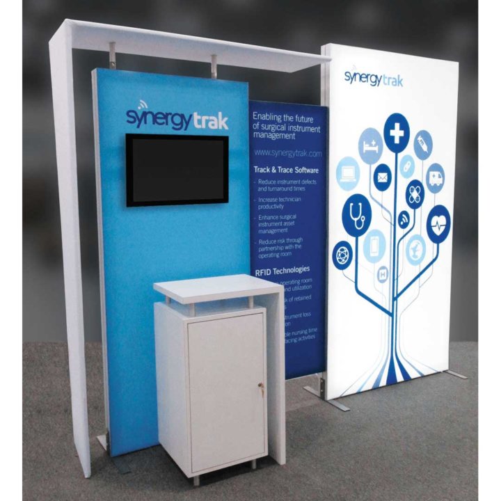 10x10-ft Modern Backlit Display with Monitor Mount & Counter | Orbus ...