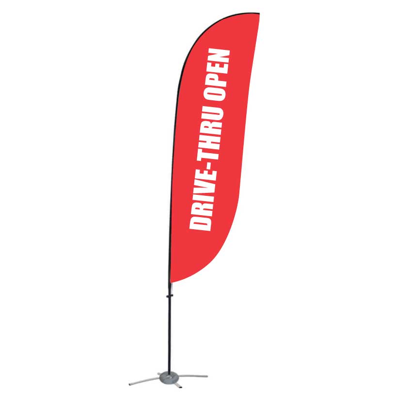 "Drive-Thru Open" Outdoor Flags | 10% OFF | Plum Grove