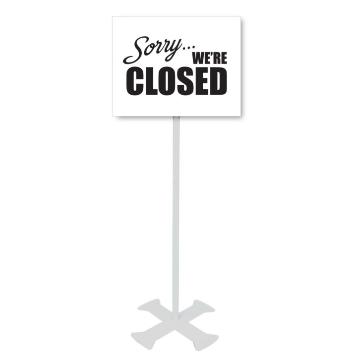 "Sorry We're Closed" Sign, 4-ft Steel Sign Stand | Plum Grove
