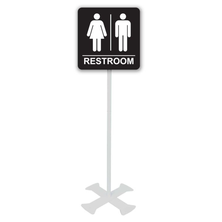 Restroom Sign, Unisex Black, 4-ft Floor-standing Sign | Plum Grove