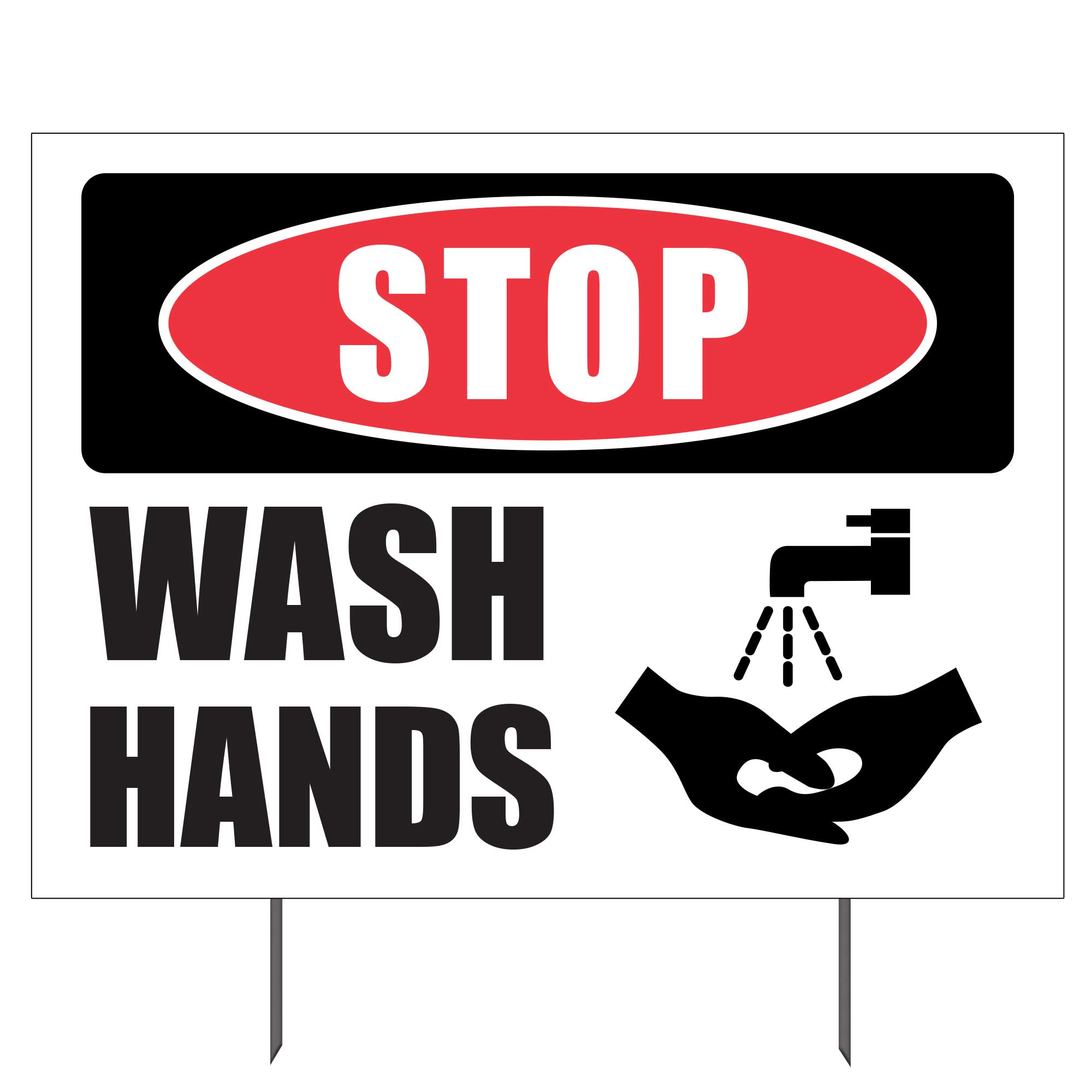 “Stop – Wash Hands” Double-sided Yard Sign, 23x17-in | Plum Grove