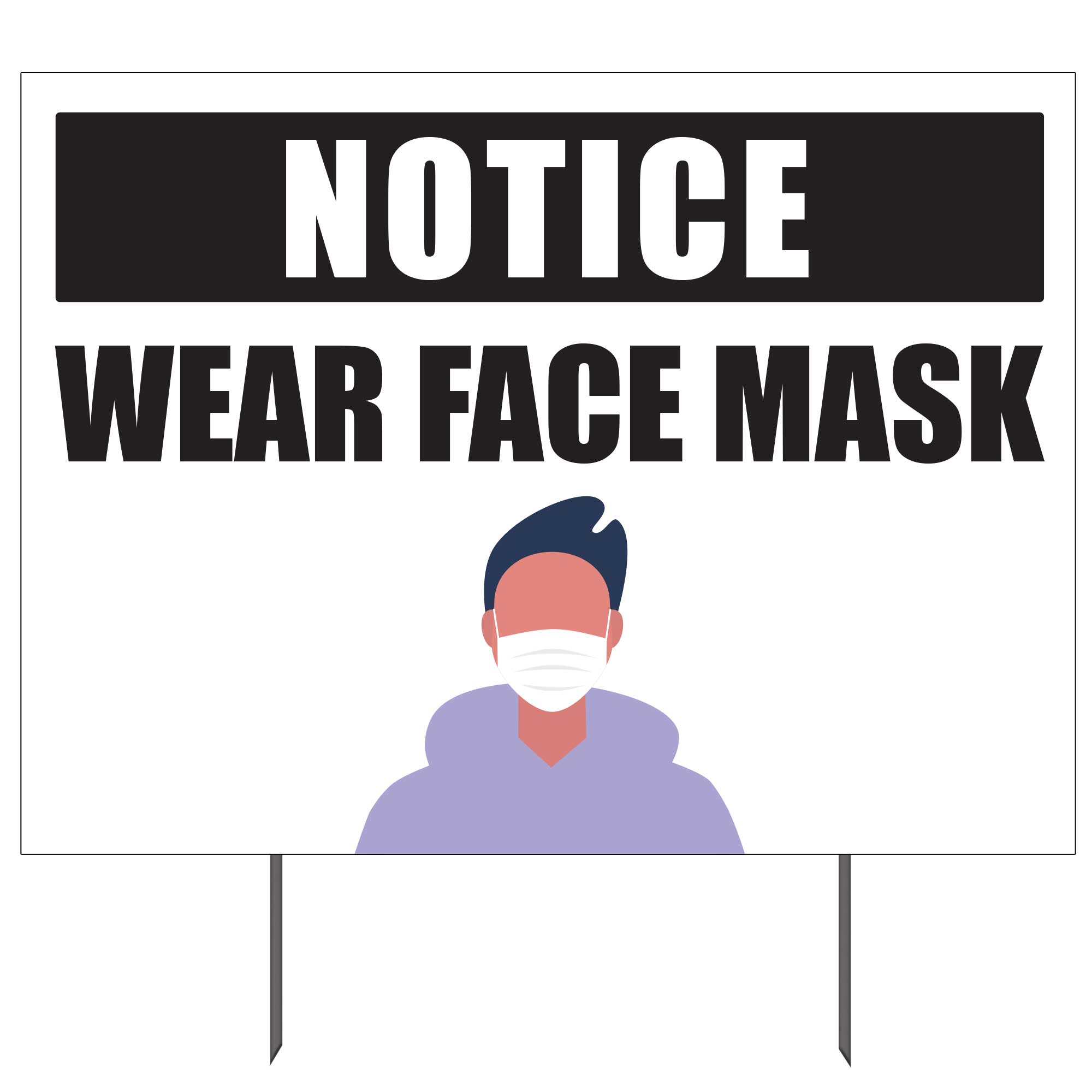 “Notice - Wear Face Mask” Double-sided Yard Sign, 23x17-in | Plum Grove