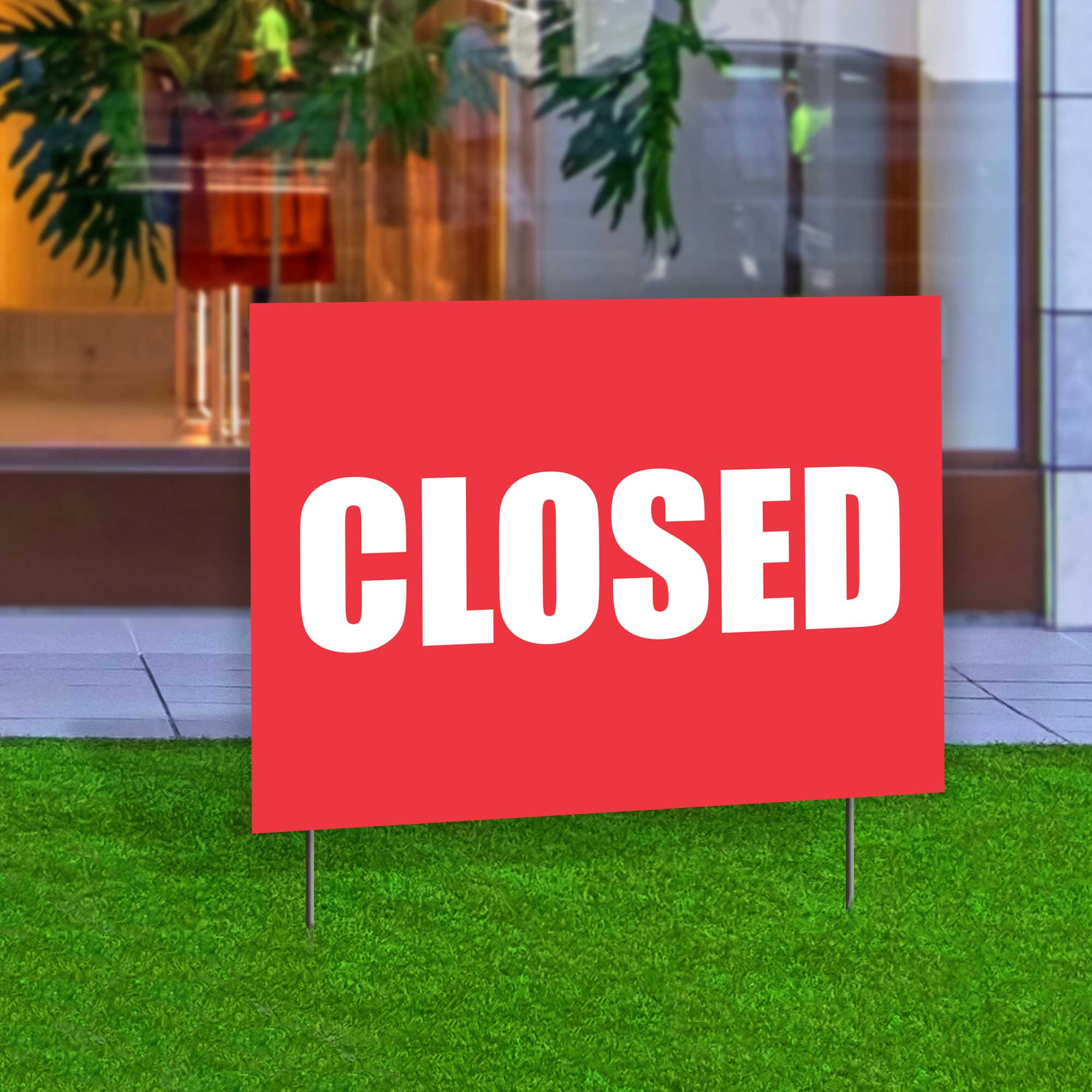 "Closed" Double-sided Yard Sign, 23x17-in | Plum Grove