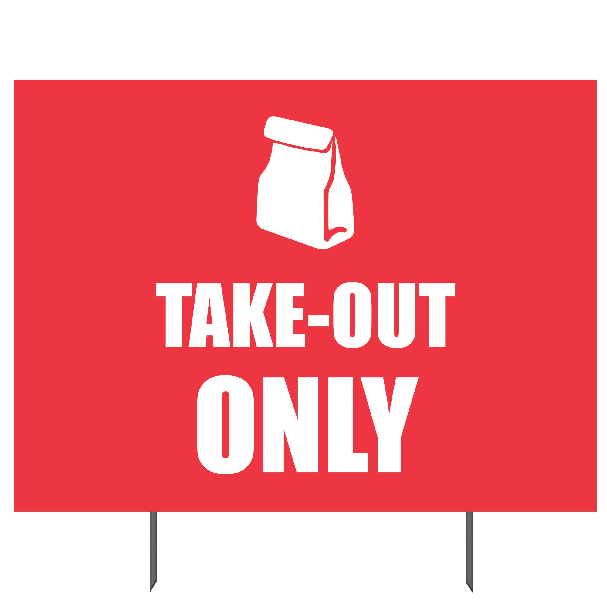 "Take-Out Only" Double-sided Yard Sign, 23x17-in | Plum Grove