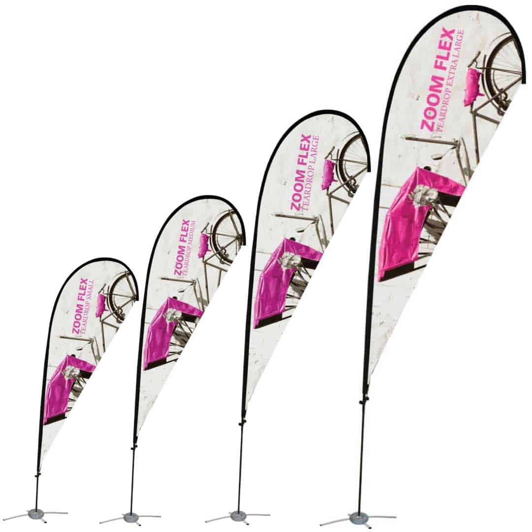 Advertising Flags, Up to 18.5-ft | Orbus Zoom Flex Teardrop | Plum Grove